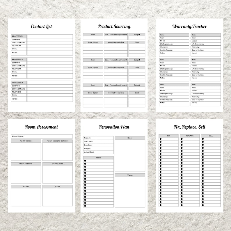 Home Renovation Planner Bundle, DIY Project (editable, Printable) - Etsy