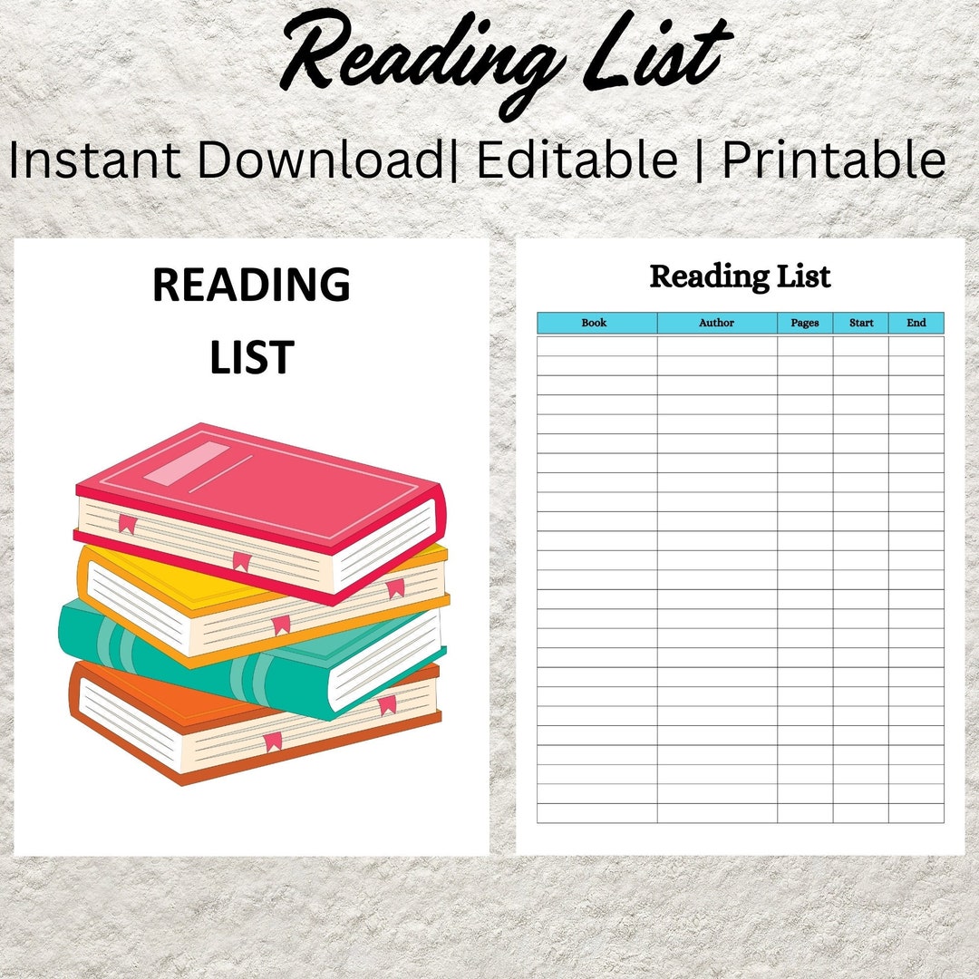 Printable Reading Tracker Template Editable Reading Log Book Reading ...