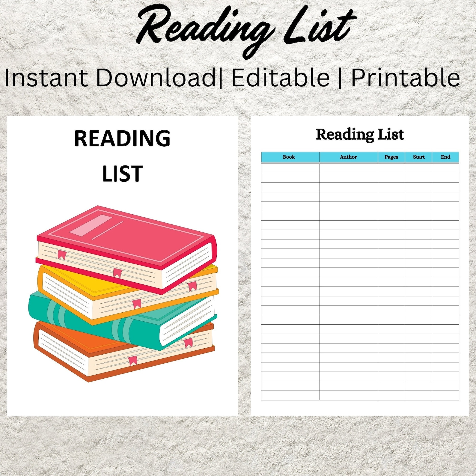 Printable Reading Tracker Template Editable Reading Log Book Reading ...