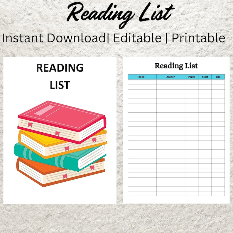 Printable Reading Tracker Template Editable Reading Log Book Reading ...