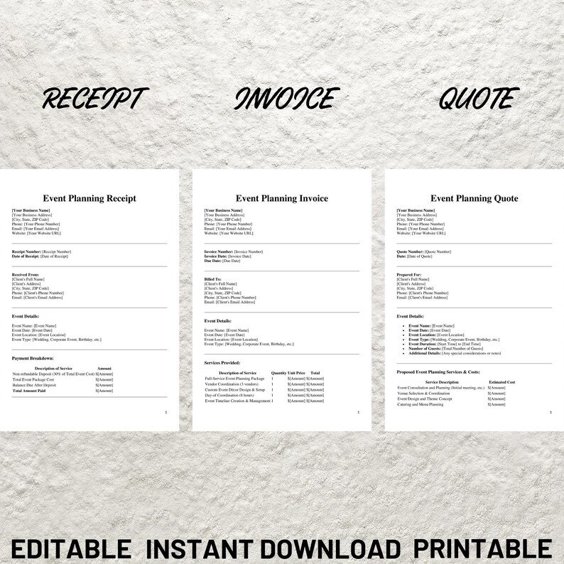 Event Planner Forms Bundle Editable Event Planner Service Agreement ...