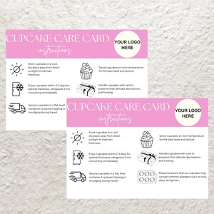 Editable Cupcake Care Card Template, Small Business (canva) - Etsy