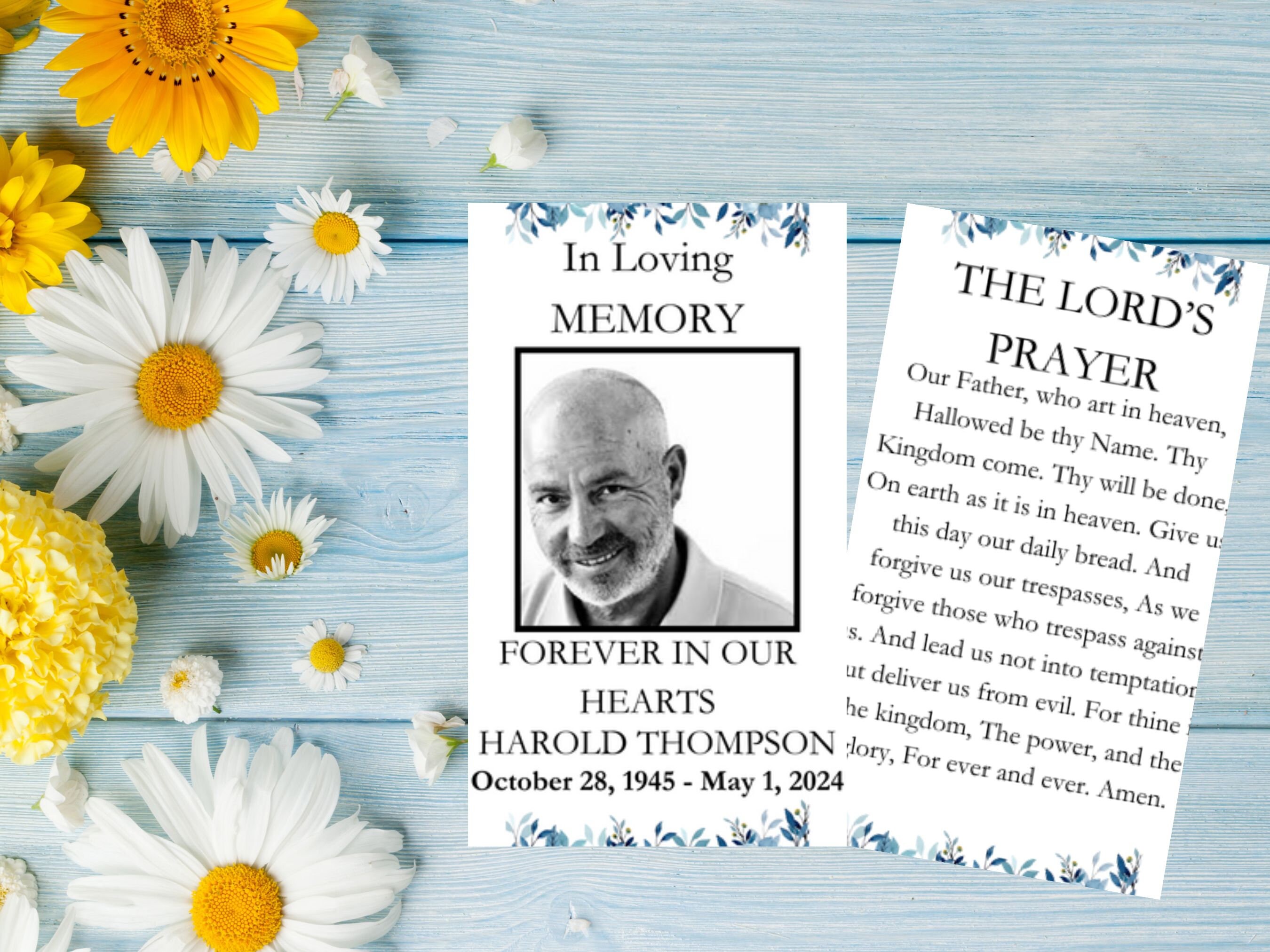 Editable Funeral Prayer Memorial Card Template Printable Obituary Card ...