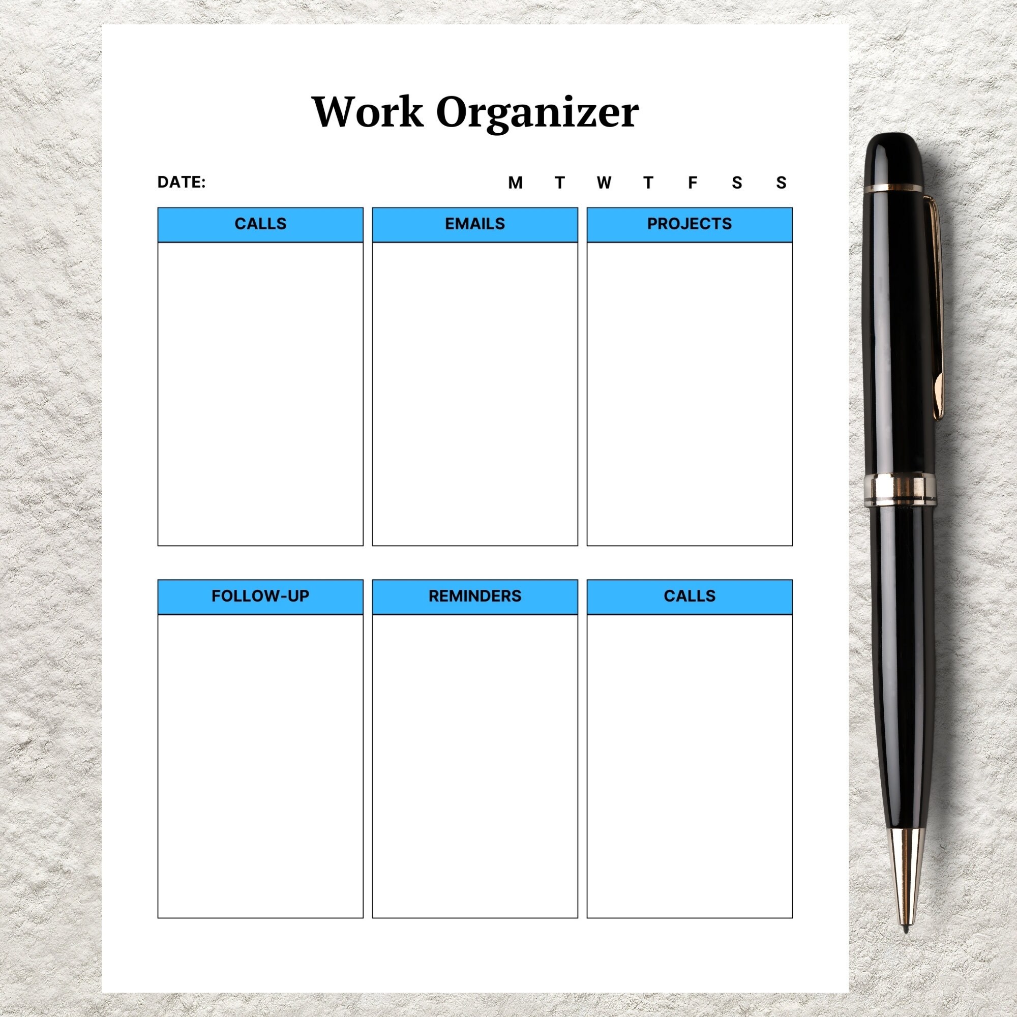 Work Day Organizer Template Printable Work Day Planner Work From Home ...