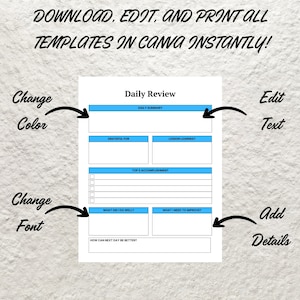 Daily Weekly Monthly Review Template Printable Daily Reflection Weekly ...