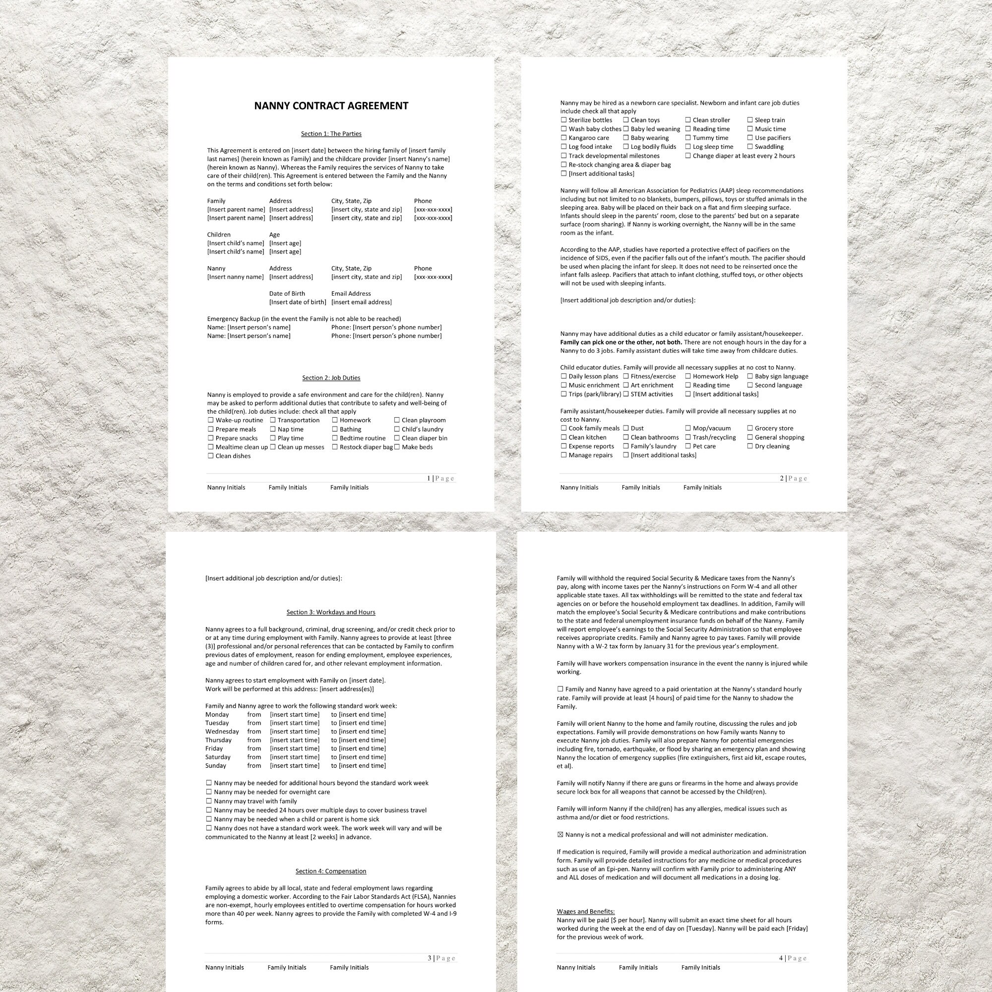 Editable Nanny Contract Template: Childcare Service Agreement ...