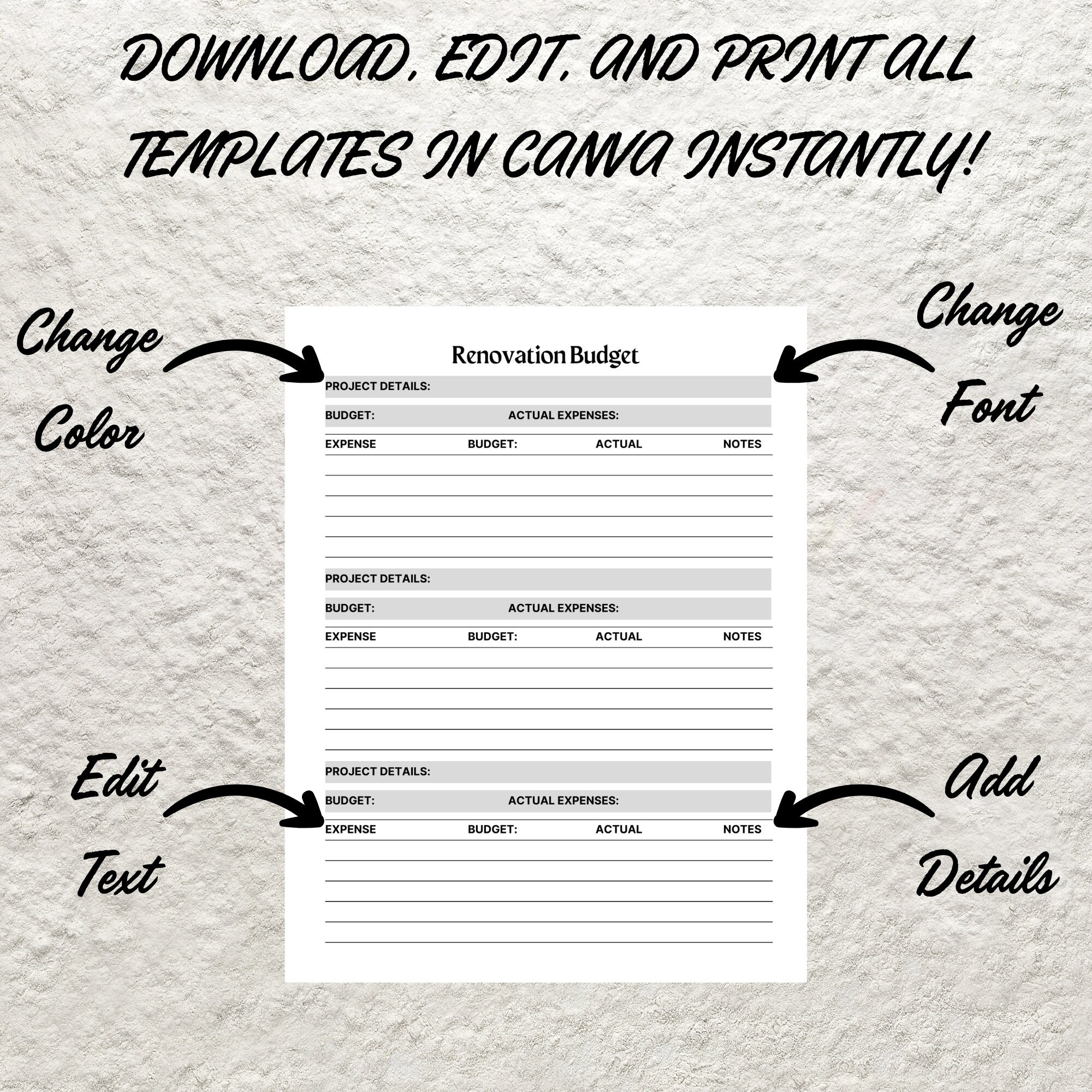 Home Renovation Planner Bundle, DIY Project (editable, Printable) - Etsy