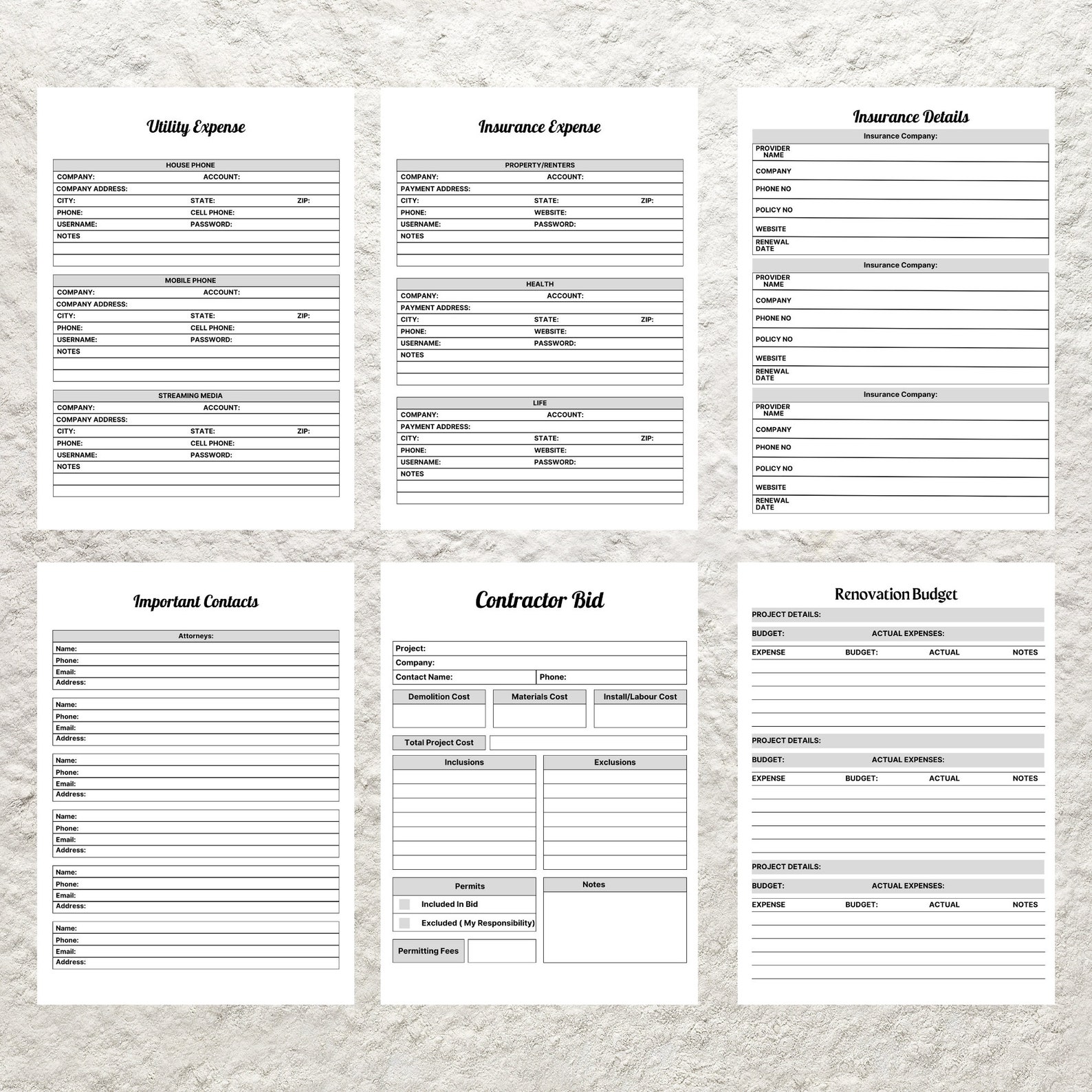 Home Renovation Planner Printable Home Improvement DIY Project Planner ...