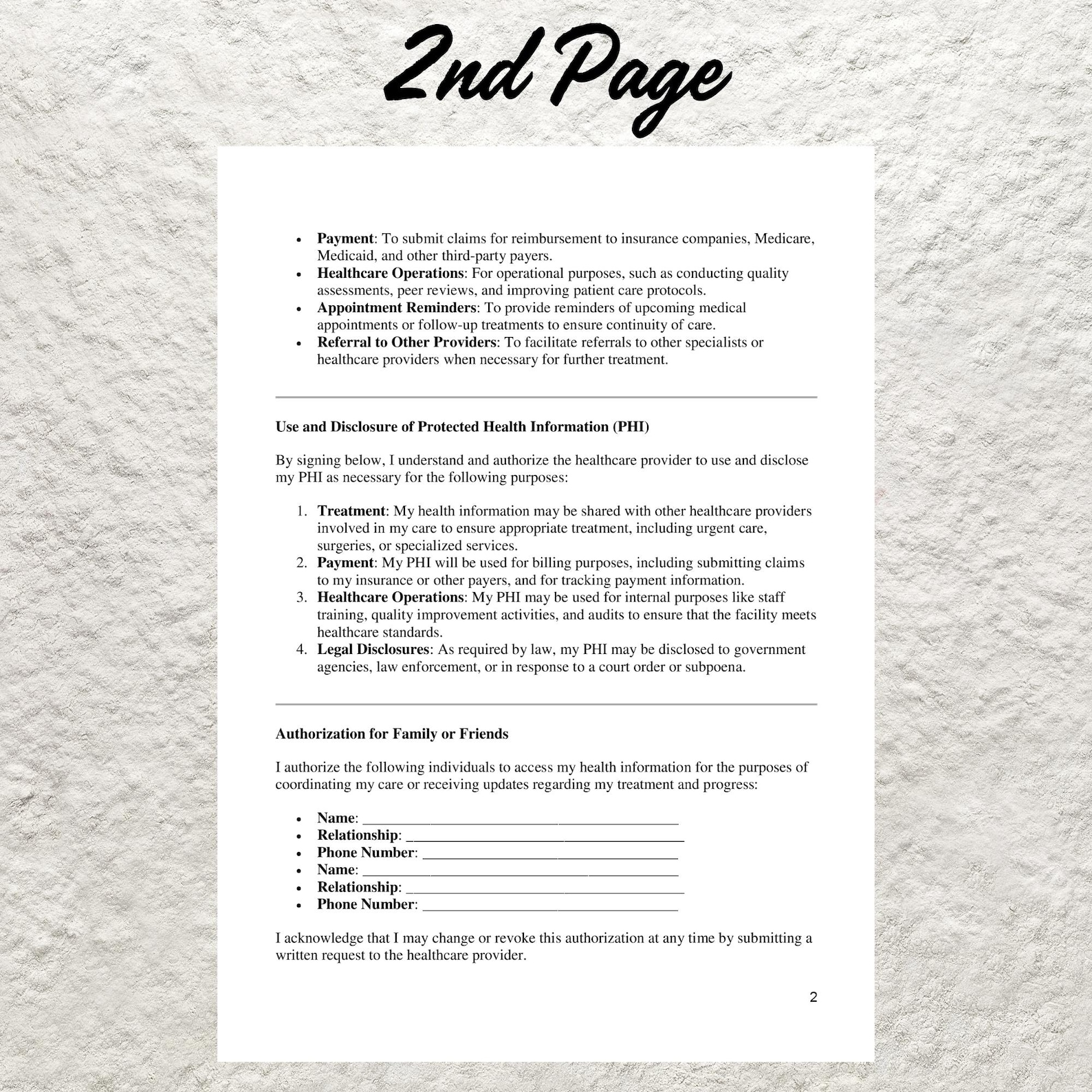 Editable HIPAA Consent Form Template: Medical Office Patient Form (word ...