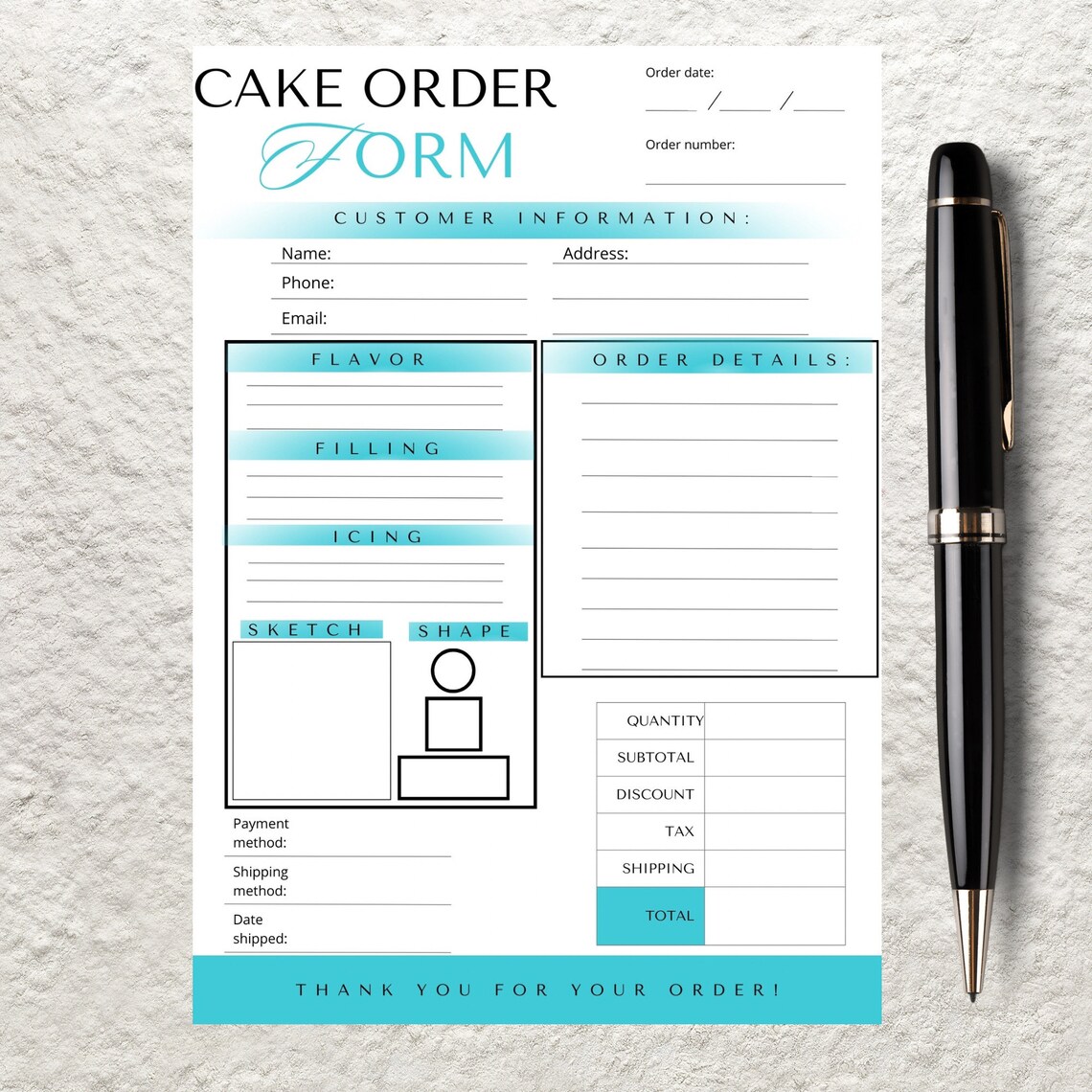 Editable Cake Order Form Canva Template Custom Bakery Cake Order Form ...