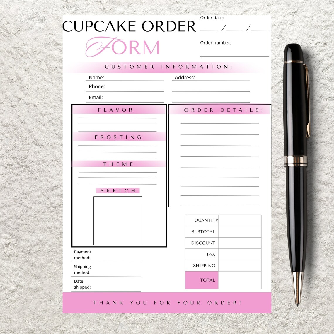 Editable Custom Cupcake Order Form Canva Template Baking Bakery ...