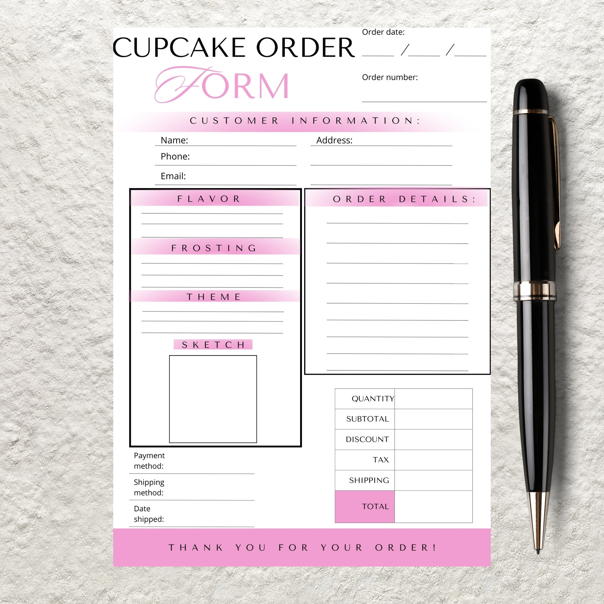 Editable Custom Cupcake Order Form Canva Template Baking Bakery ...