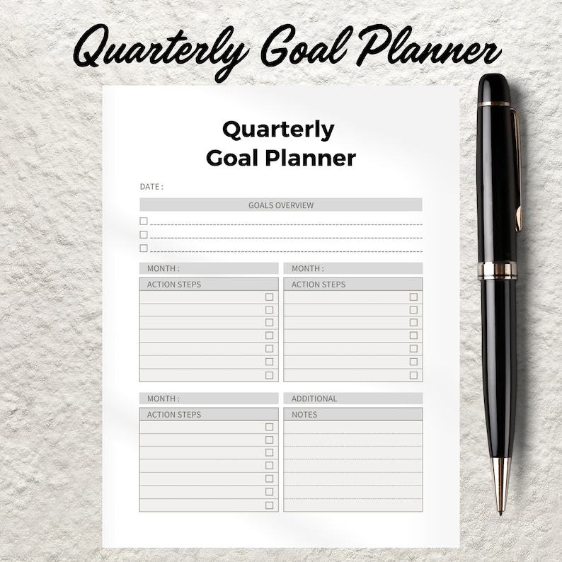 Quarterly Planner Template Printable Yearly Planner Quarterly Goal ...