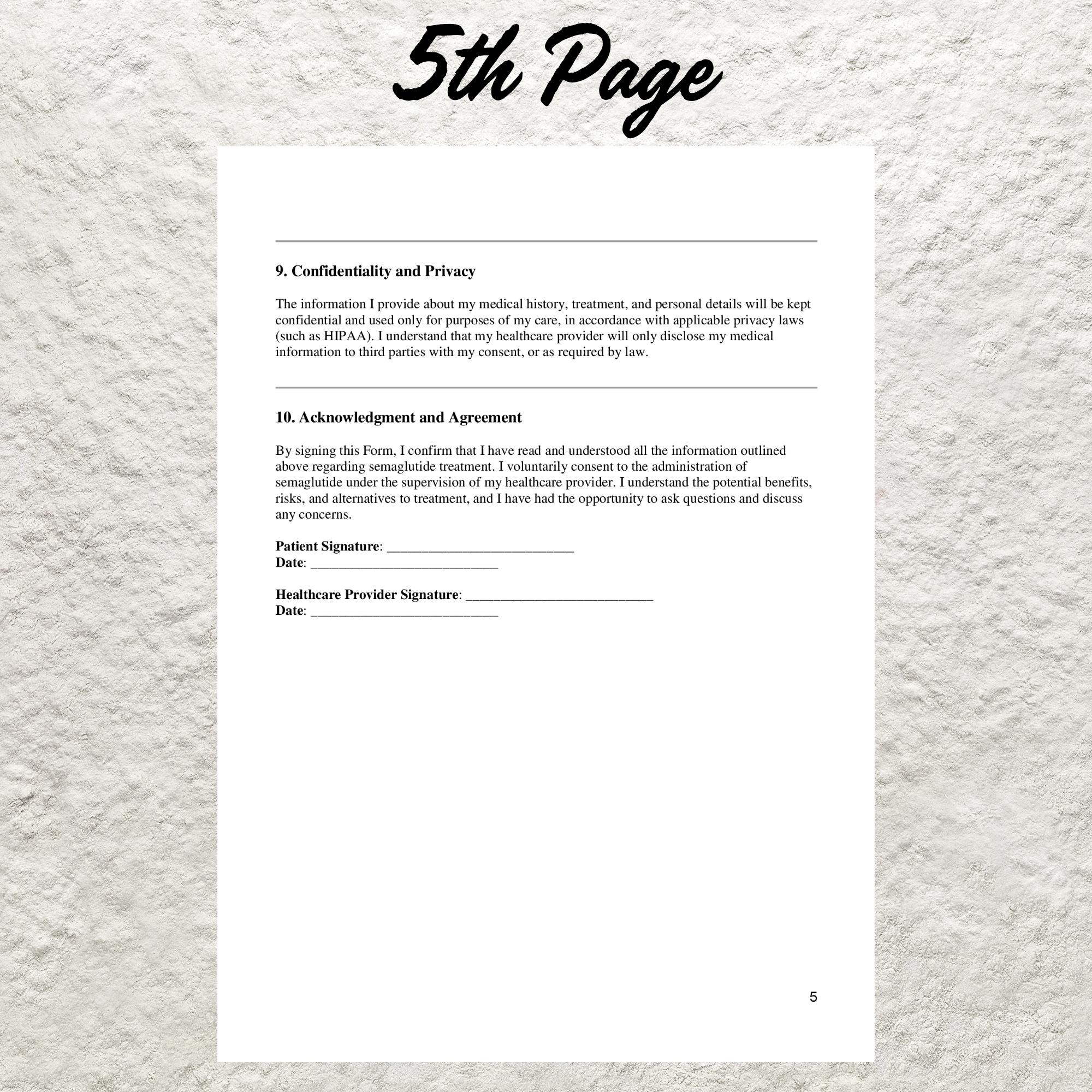 Semaglutide Consent Form Template Editable Semaglutide Client Intake ...