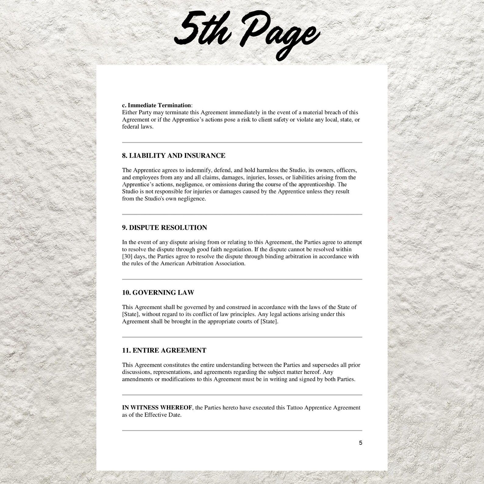 Tattoo Apprentice Contract Template: Editable Apprenticeship Agreement ...