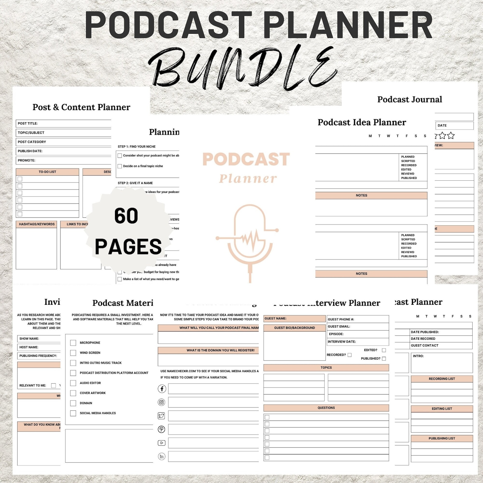 Editable Podcast Planner Template Bundle (canva) - Etsy