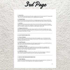 Valet Trash Service Contract Template: Editable Waste Removal Agreement ...