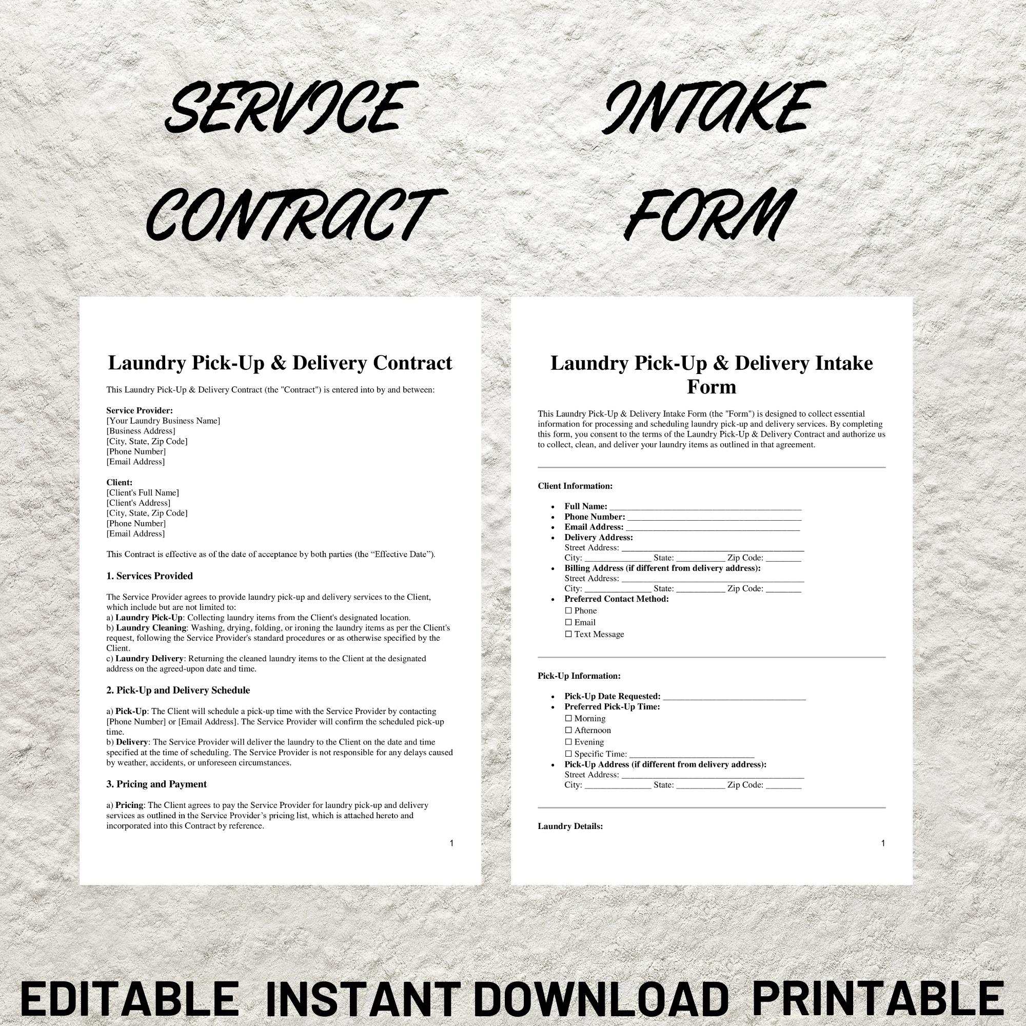 Laundry Service Forms Bundle: Editable Business Templates (digital ...