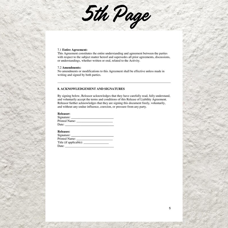 Editable Release of Liability Template: Waiver & Indemnity (word ...