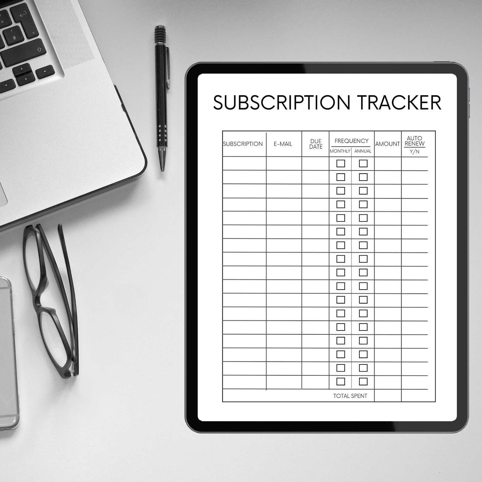 Subscription Tracker Printable Membership Subscription Checklist ...