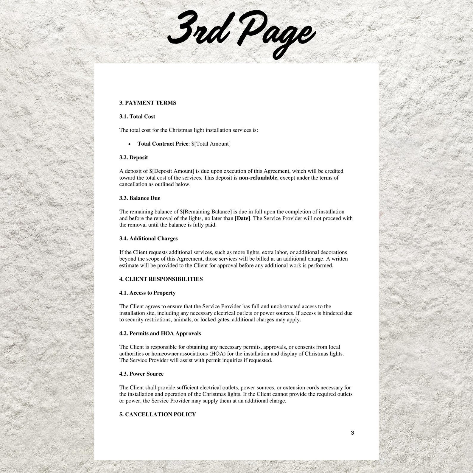 Christmas Light Installation Contract Template: Holiday Lighting ...