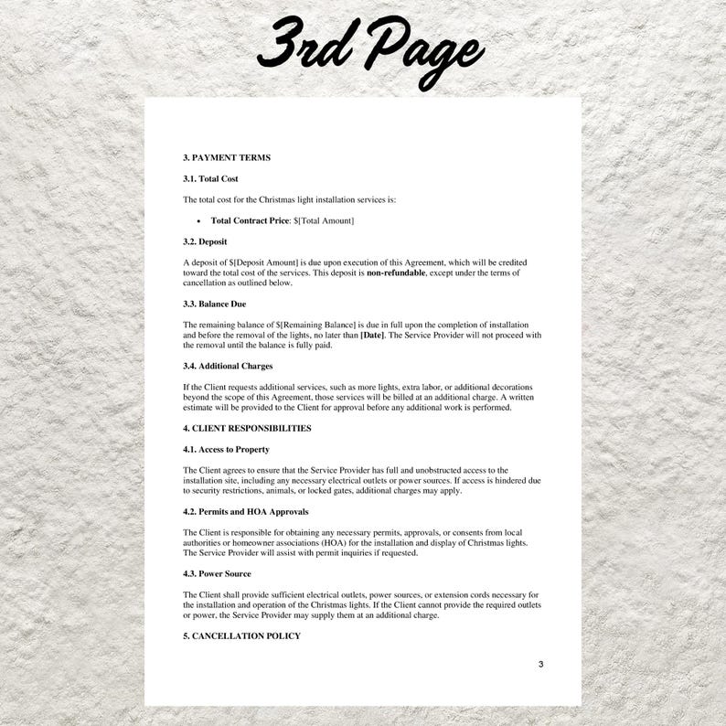 Christmas Light Installation Contract Template: Holiday Lighting ...