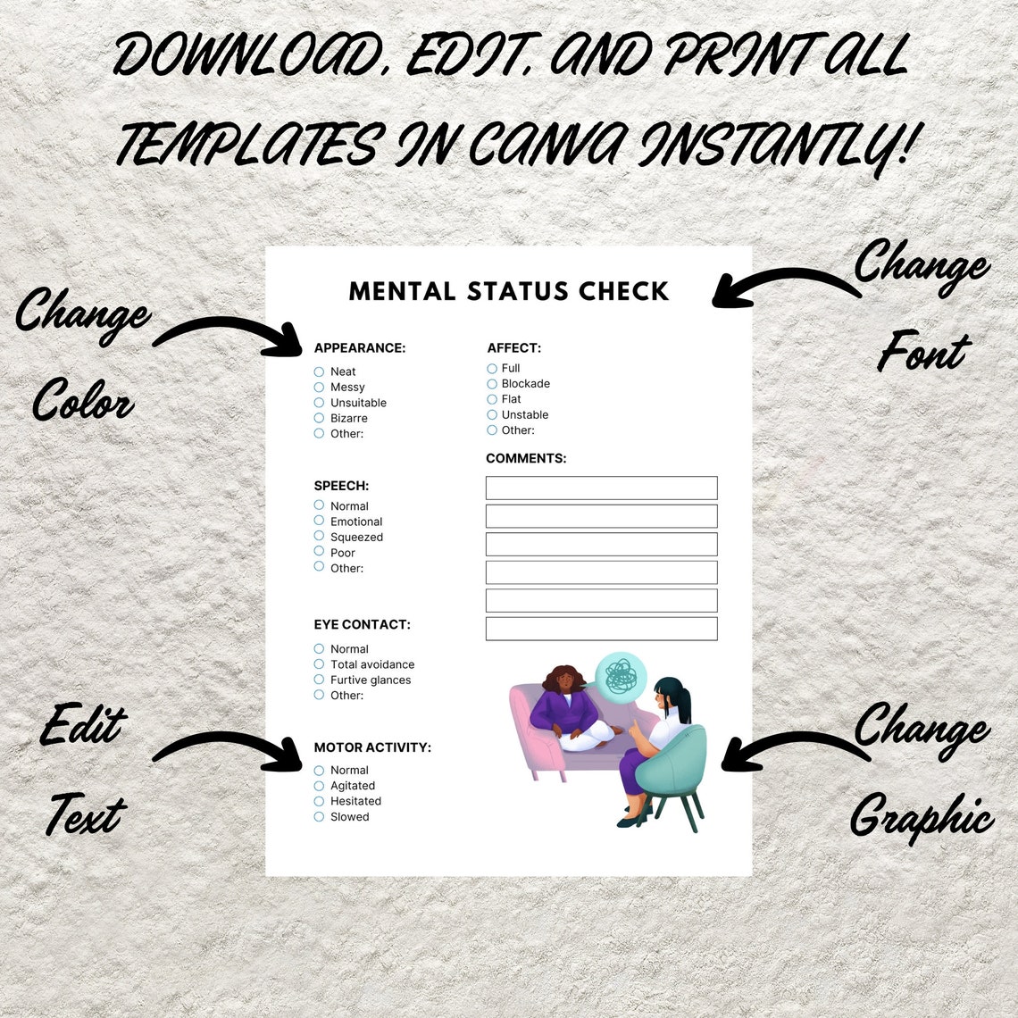 Mental Status Exam Cheat Sheet Template MSE Checklist Cheat Sheet ...