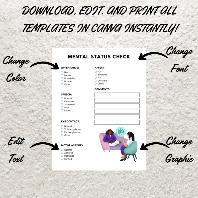 Mental Status Exam Cheat Sheet Template MSE Checklist Cheat Sheet ...