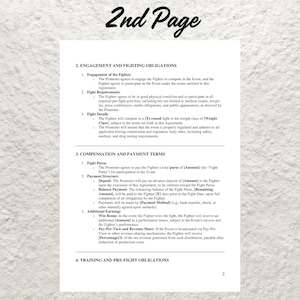 Professional Boxing Contract Template Editable Fighter’s Contract ...