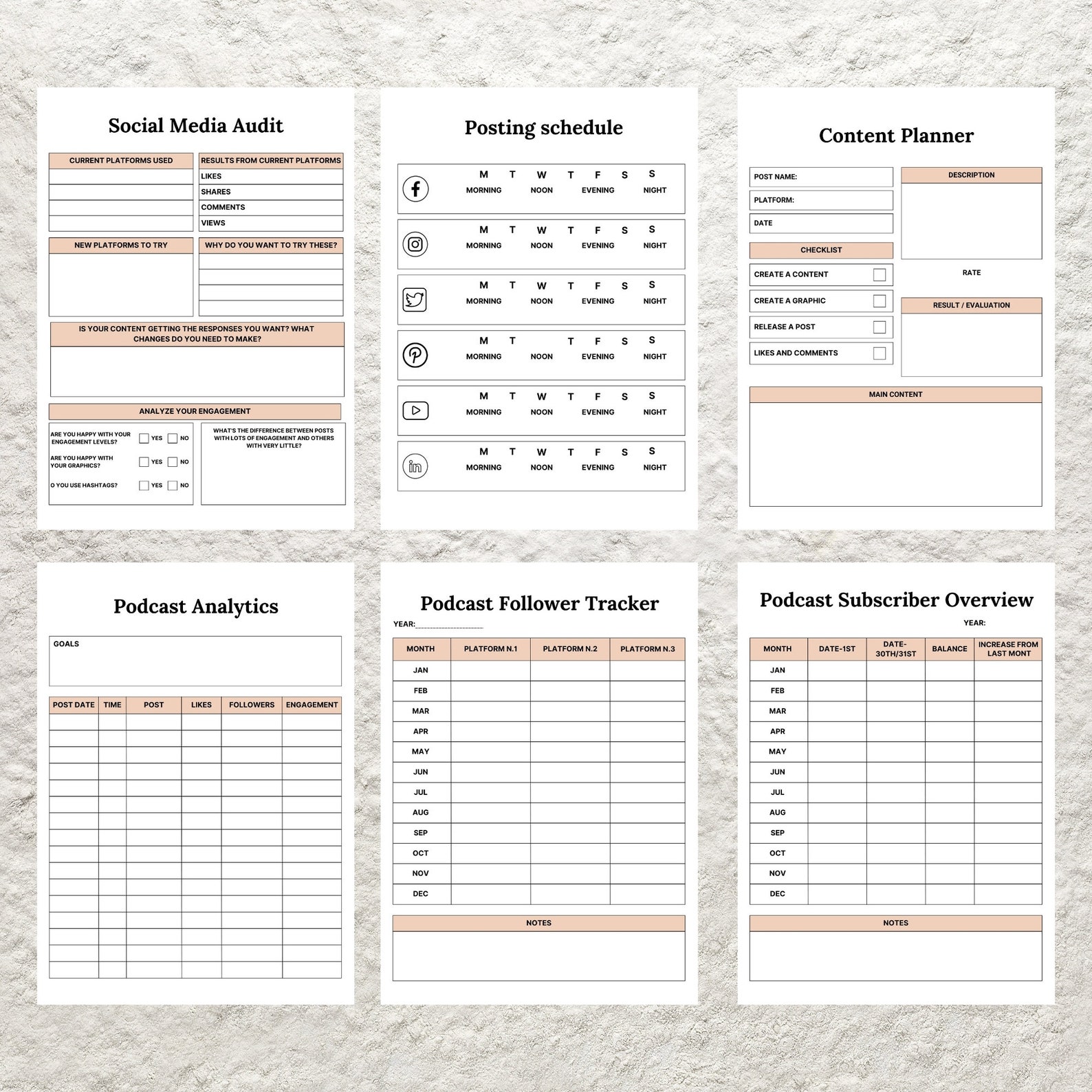 Editable Podcast Planner Template BUNDLE Pack Podcast Content Planning ...