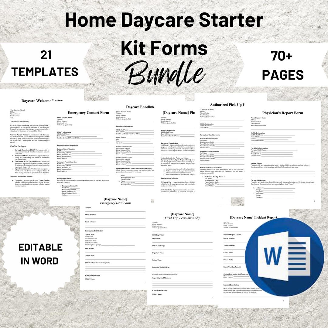 Home Daycare Starter Kit Editable Home Daycare Forms Bundle Printable ...