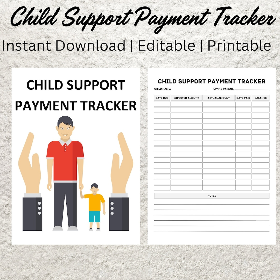 Child Support Payment Tracker Printable Child Custody Pay Tracking ...