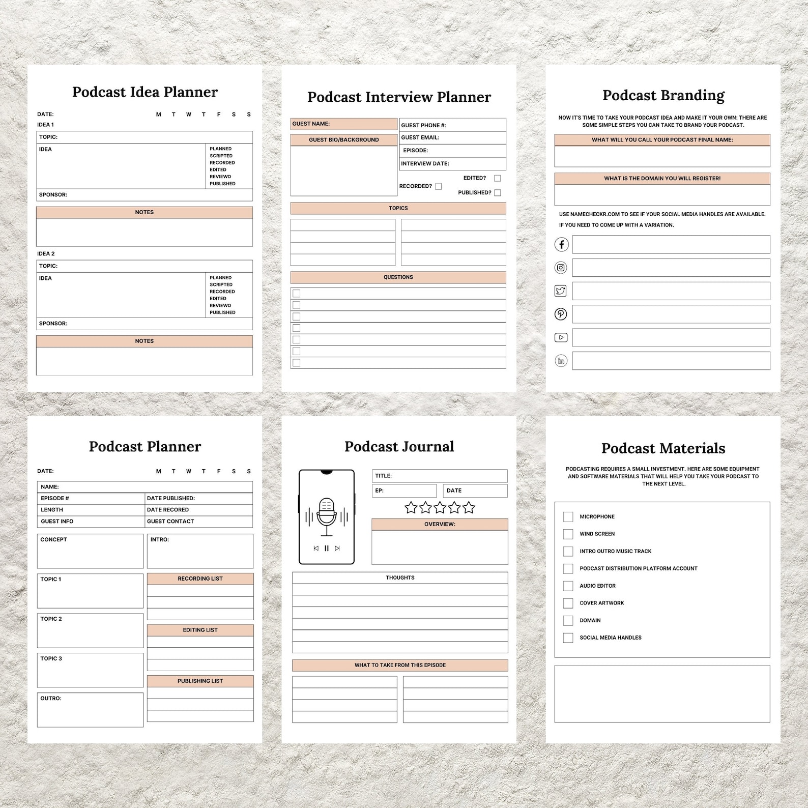 Editable Podcast Planner Template BUNDLE Pack Podcast Content Planning ...