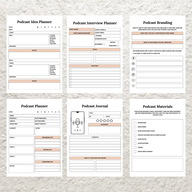 Editable Podcast Planner Template BUNDLE Pack Podcast Content Planning ...