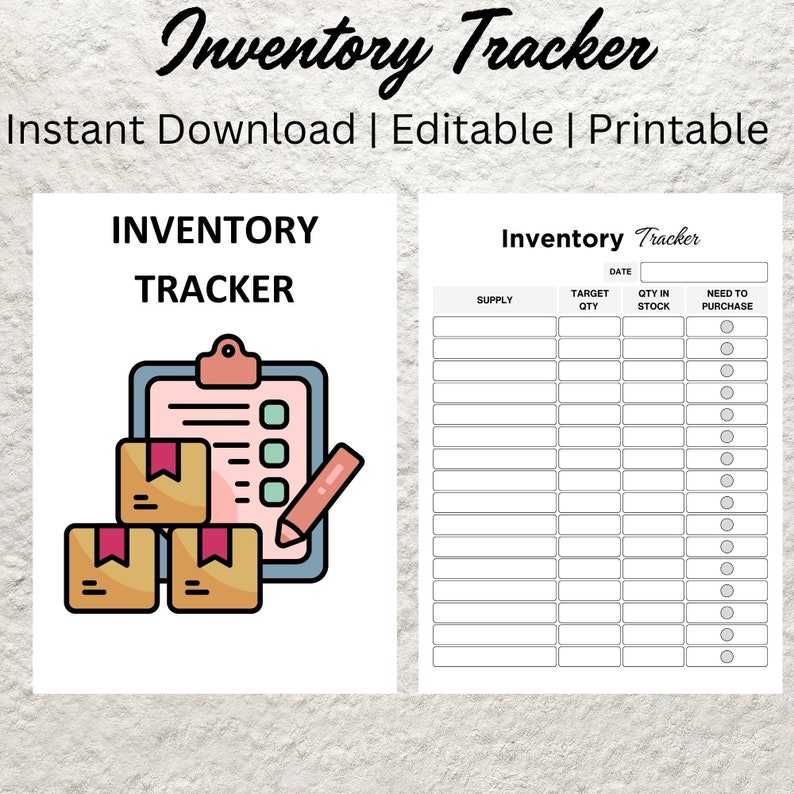 Editable Inventory Tracker Template, Printable Reseller Log (digital ...