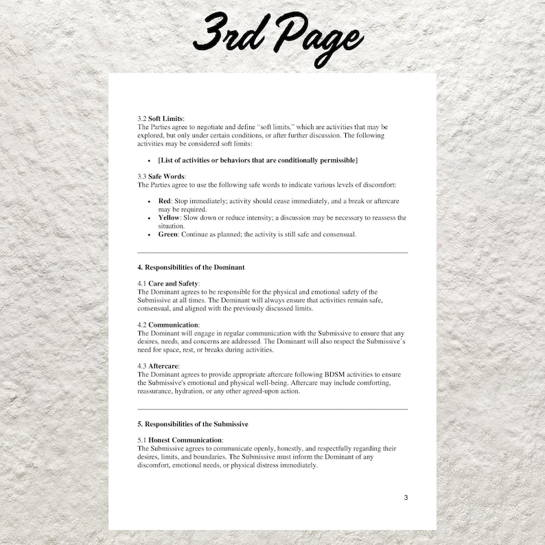 BDSM Contract Template: Editable Dom Sub Agreement (PDF) - Etsy