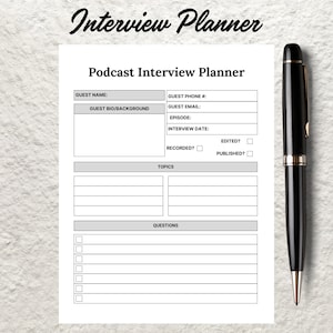 Printable Podcast Episode Planner Worksheet Template Podcast Content ...