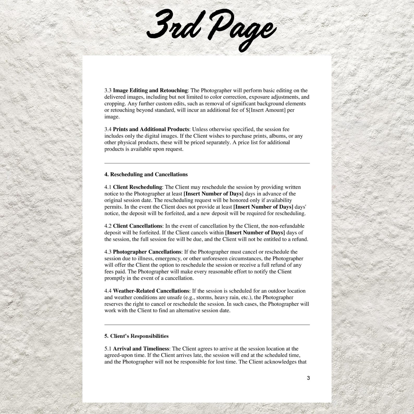 Mini Session Photography Contract Template: Editable Agreement (word ...