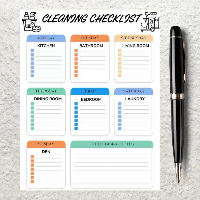 Editable Weekly Deep Cleaning Checklist Template Printable Cleaning ...