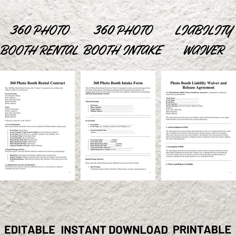 Professional Photo Booth Contract, Event Booth Rental Agreement ...