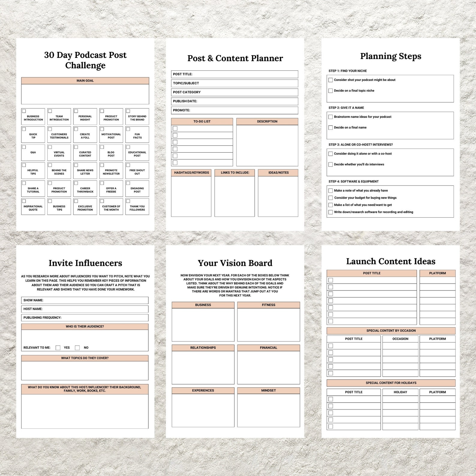 Editable Podcast Planner Template BUNDLE Pack Podcast Content Planning ...