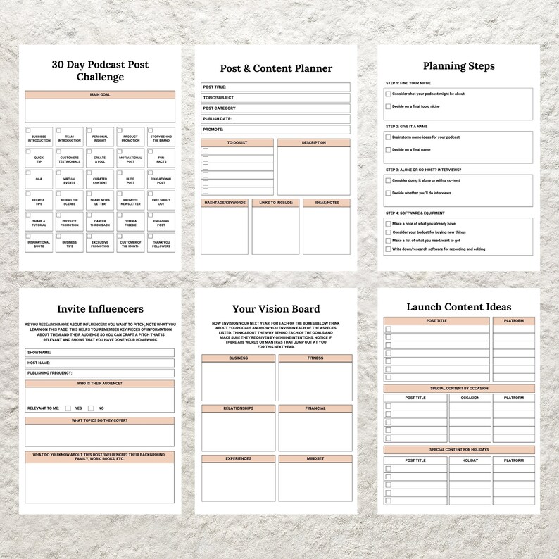 Editable Podcast Planner Template Bundle (canva) - Etsy