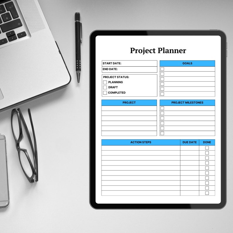 Project Planner Template Printable Productivity Planner Editable Task Tracker Goal Tracker Goal ...