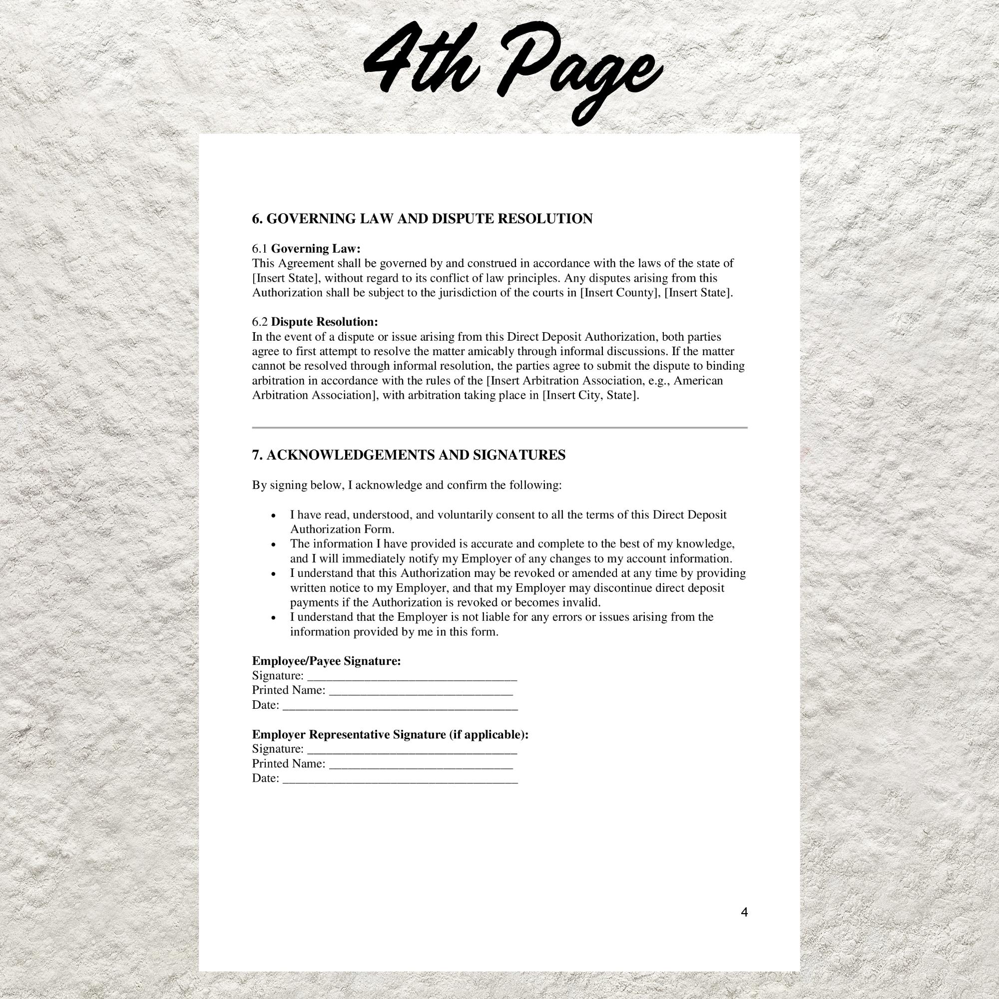 Direct Deposit Authorization Form: Editable Employee Template (word) - Etsy