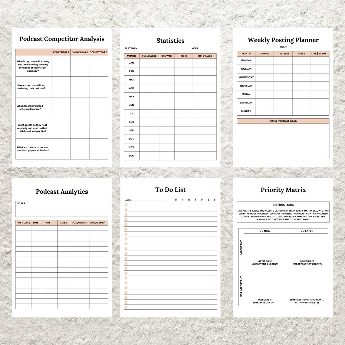 Editable Podcast Planner Template BUNDLE Pack Podcast Content Planning ...