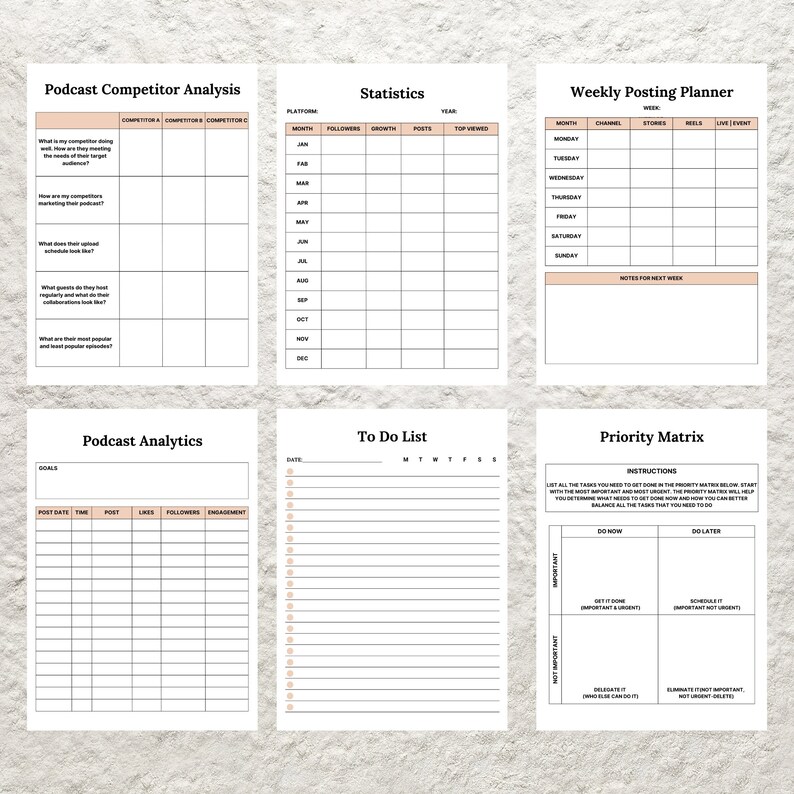 Editable Podcast Planner Template BUNDLE Pack Podcast Content Planning ...
