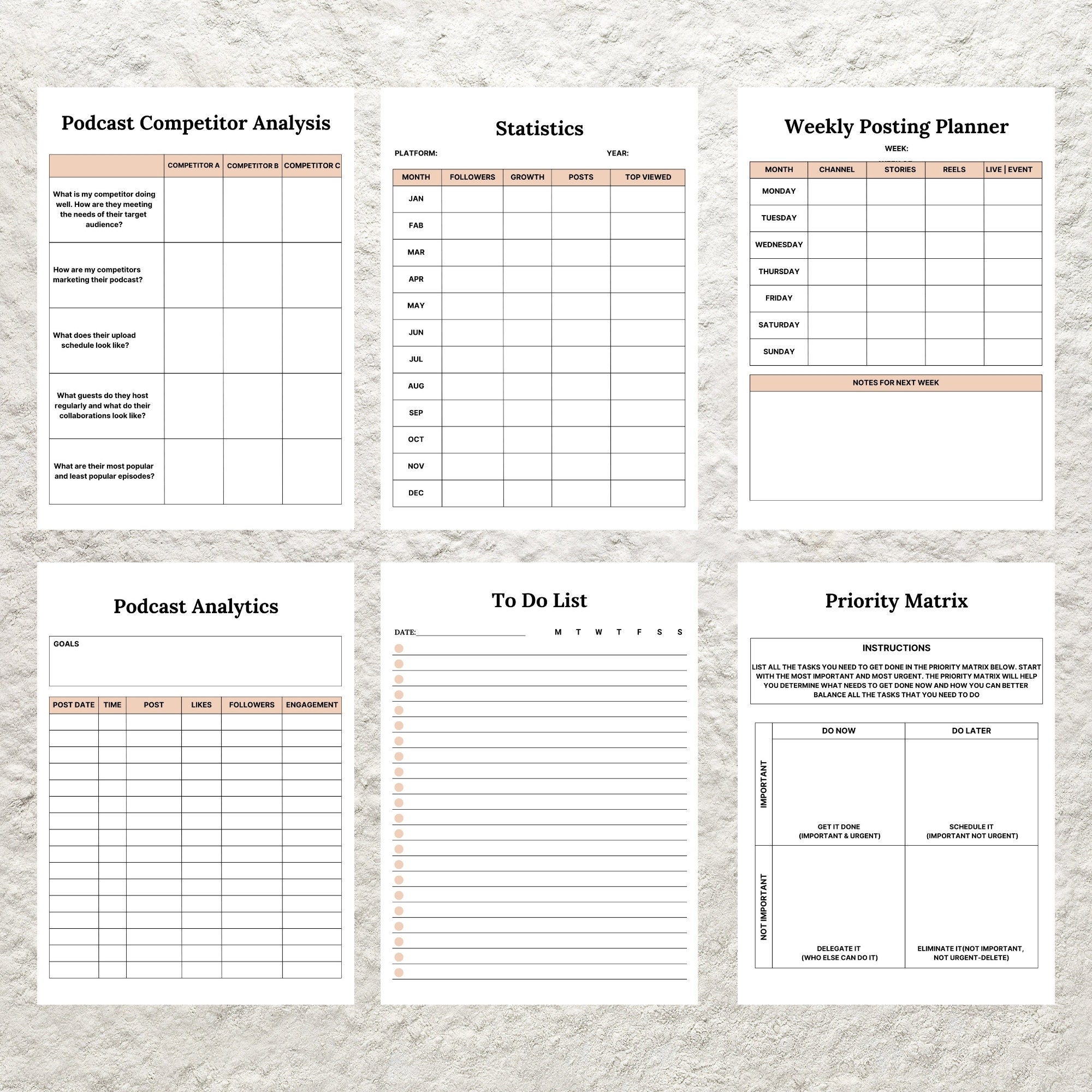 Editable Podcast Planner Template BUNDLE Pack Podcast Content Planning ...