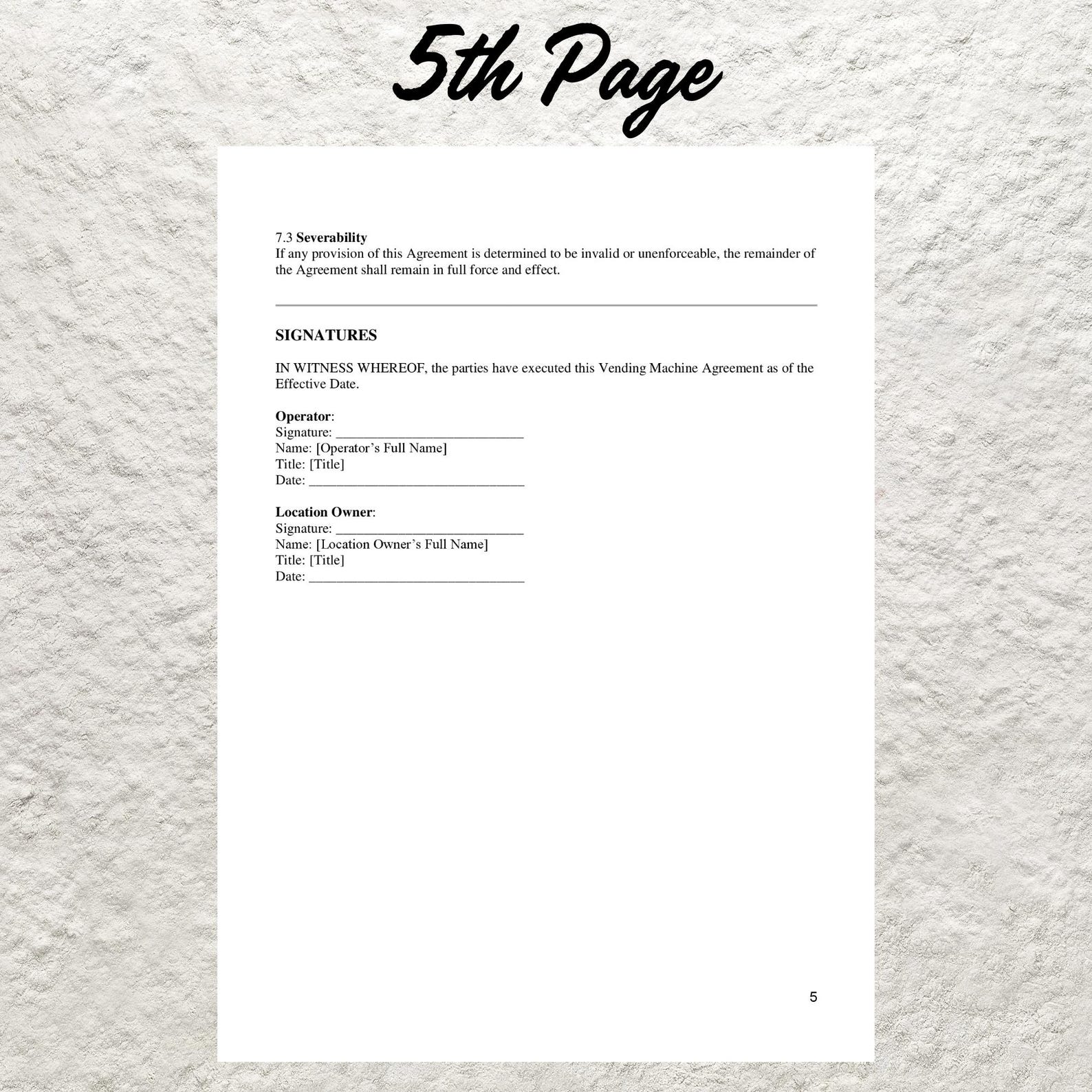 Vending Machine Contract Template Editable Vending Machine Service ...