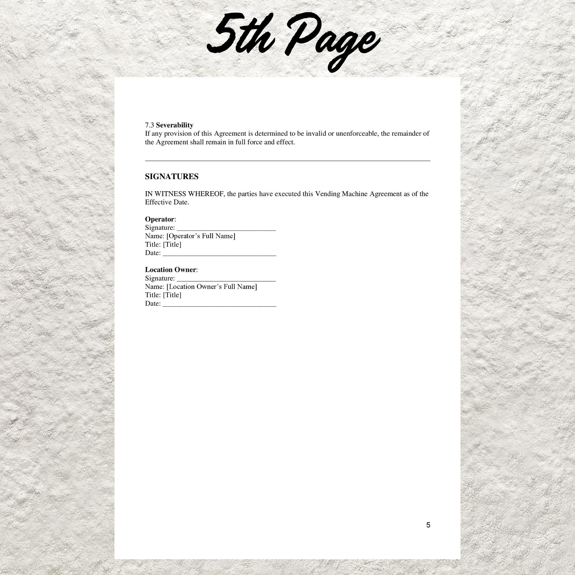 Vending Machine Contract Template Editable Vending Machine Service ...