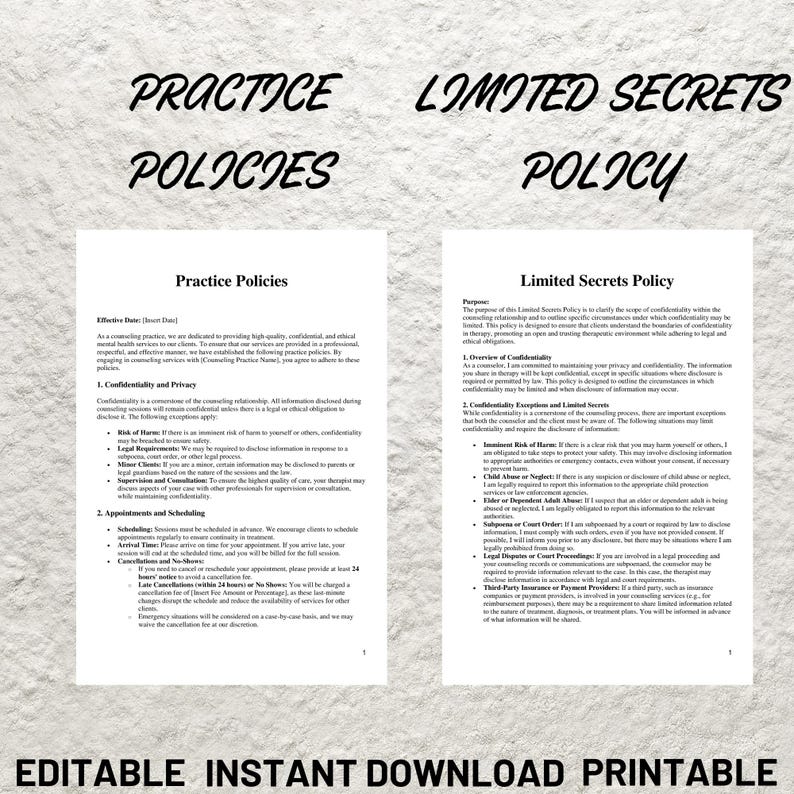 Counseling Forms Bundle - Editable Intake, Informed Consent & Mental ...